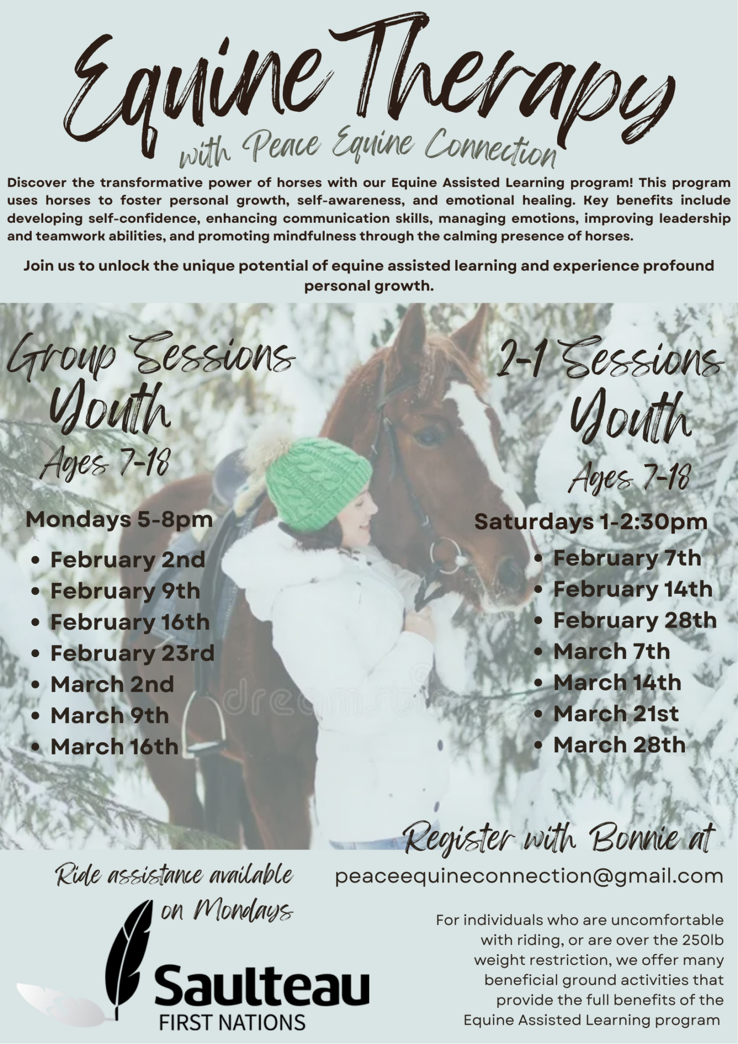 Equine Therapy - Youth (Ages 7-18) - Saulteau First Nations
