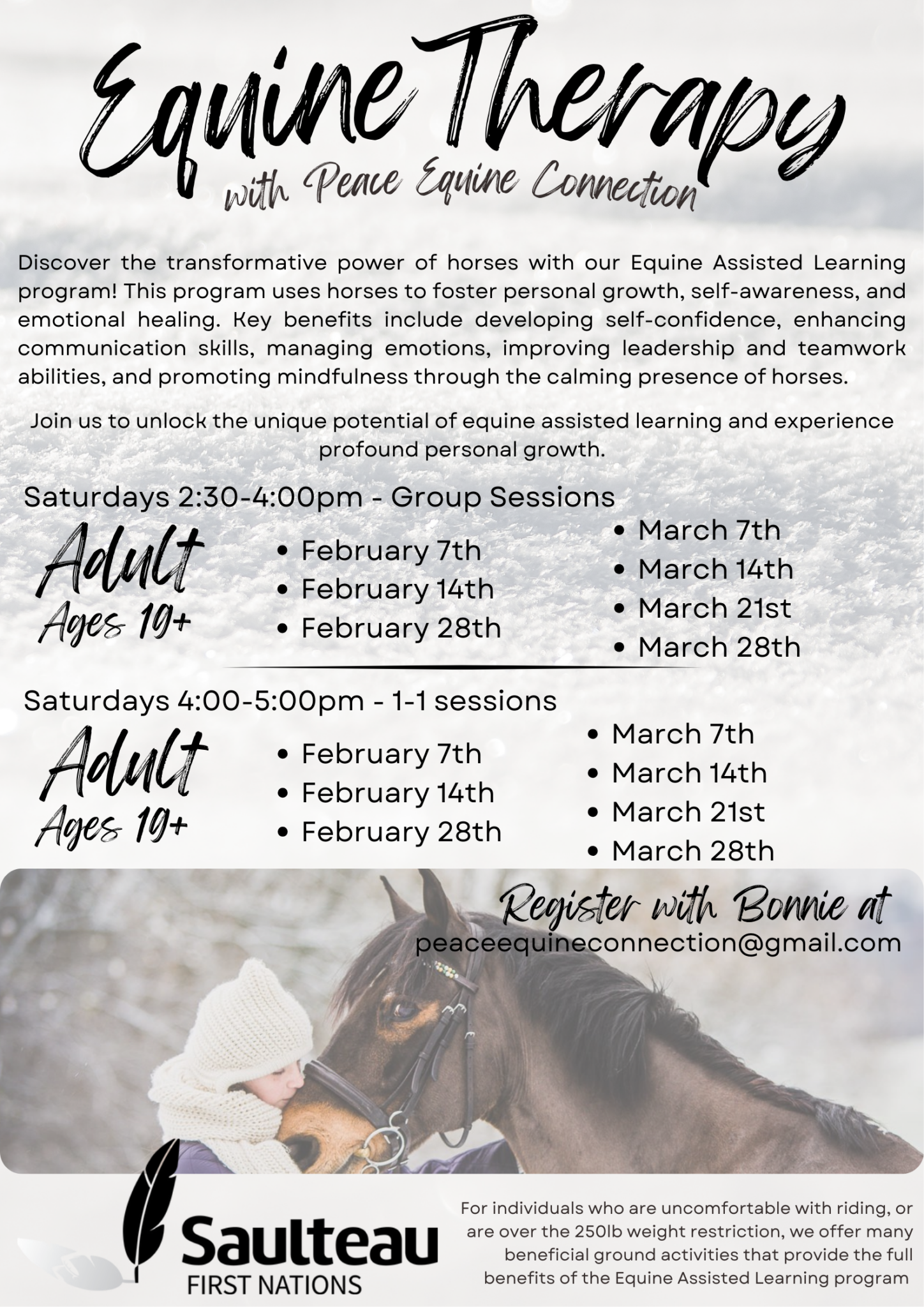 Equine Therapy - Adult (19+) - Saulteau First Nations