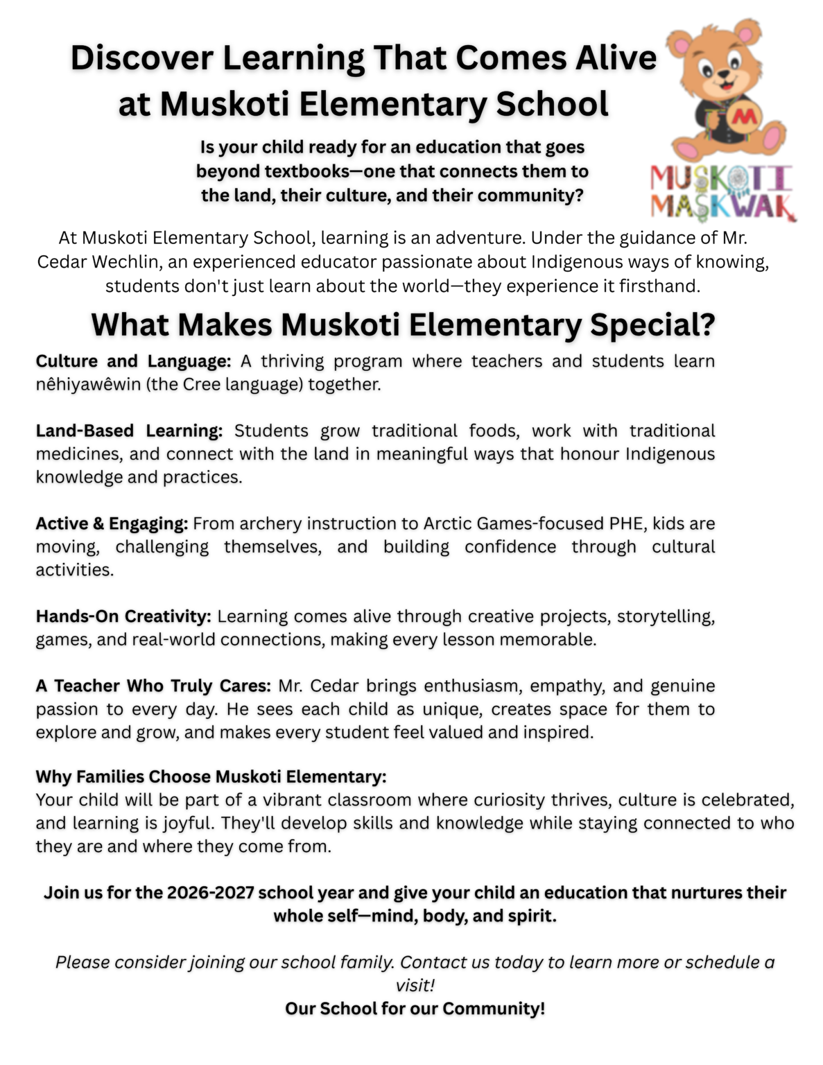 Muskoti Elementary School - Saulteau First Nations